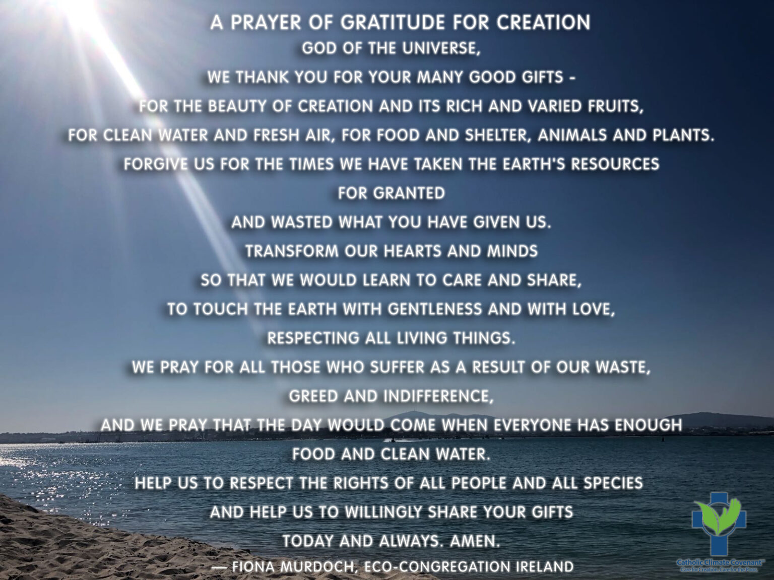 A PRAYER OF GRATITUDE FOR CREATION | Catholic Climate Covenant